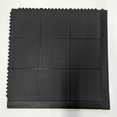 China Interlocking Rubber Horse Stable Mats Floor Tiles 90cm X 90cm X 14mm And Edge Strips for sale