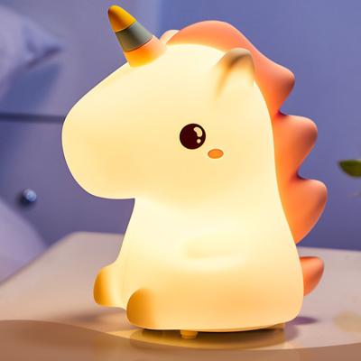 Cina Lampada notturna ricaricabile in silicone unicorno luci notturne per ragazze camera da letto bambini carini luci notturne in silicone in vendita