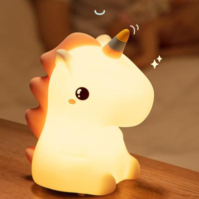 Cina Lampada notturna ricaricabile in silicone unicorno luci notturne per ragazze camera da letto bambini carini luci notturne in silicone in vendita