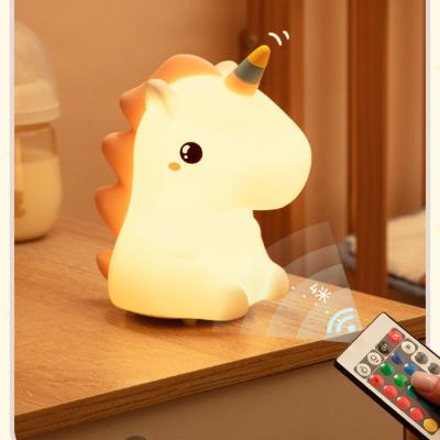 Cina Lampada notturna ricaricabile in silicone unicorno luci notturne per ragazze camera da letto bambini carini luci notturne in silicone in vendita