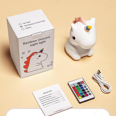 Cina Lampada notturna ricaricabile in silicone unicorno luci notturne per ragazze camera da letto bambini carini luci notturne in silicone in vendita