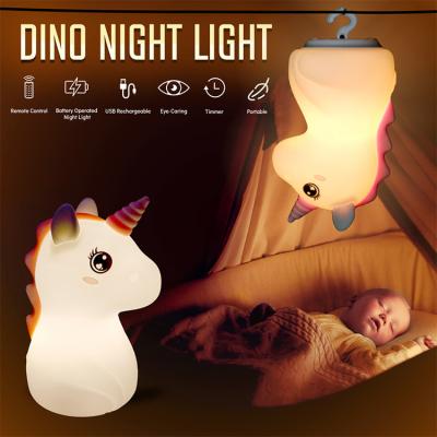 Cina Sensore tattile Cambiamento di colore Lampada per bambini Luce per sonno Arcobaleno unicorno Silicone Lampada notturna per bambini camera da letto regalo speciale in vendita