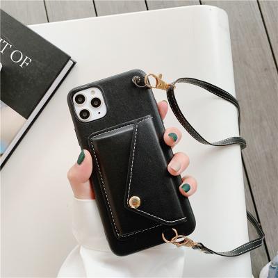 Cina La cassa del telefono della cinghia del collo, lunghezza regolabile della copertura mobile di cuoio va con un titolare della carta in vendita