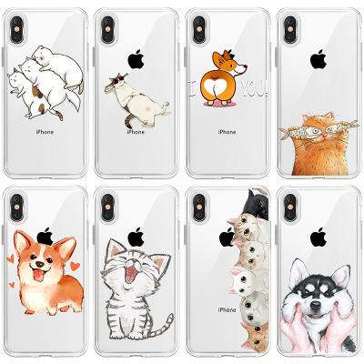 China O desenhista de borracha fino Cell Phone Cases para Iphone X suou o gato animal livre do cão de cachorrinho à venda