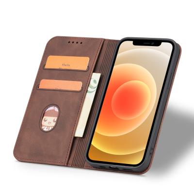 Cina Retro cassa del telefono del portafoglio, supporto protettivo di cuoio della tasca di carta di caso per Iphone XS in vendita