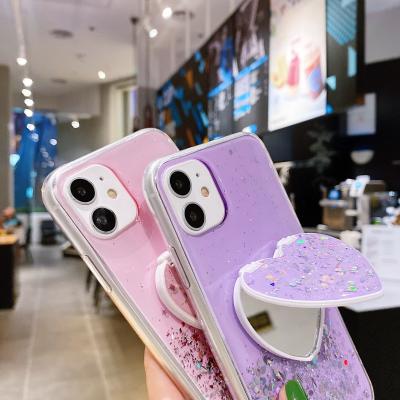 China 40grams de ontwerper Cell Phone Cases schittert met Make-upspiegel Kickstand Te koop