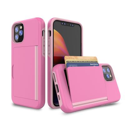 China Suporte duplo do bolso de cartão da camada dos casos resistentes à prova de choque do telefone celular para Iphone à venda