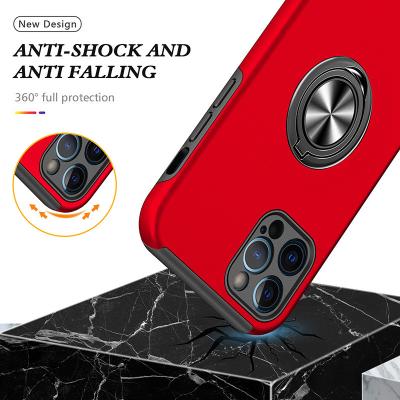 Cina Protezione pieghevole dell'obiettivo di Kickstand di strati del dito della presa della cassa doppia del telefono per il supporto dell'automobile in vendita