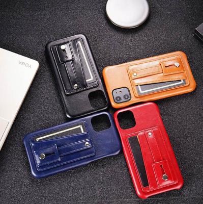 Cina I colori di cuoio del caso quattro del telefono della presa del dito dell'unità di elaborazione colpiscono l'assorbimento con la tasca di carta in vendita