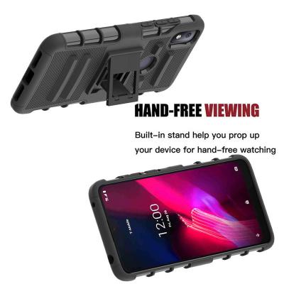 Cina 3 antiurto in 1 cassa del telefono, anti clip della cinghia di Kickstand di slittamento di caso irregolare resistente in vendita