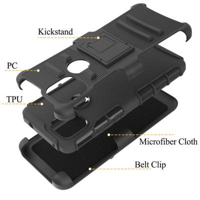 Cina 3 antiurto in 1 cassa del telefono, anti clip della cinghia di Kickstand di slittamento di caso irregolare resistente in vendita
