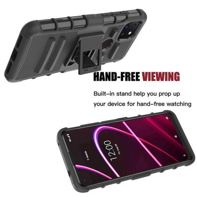 Cina 3 antiurto in 1 cassa del telefono, anti clip della cinghia di Kickstand di slittamento di caso irregolare resistente in vendita