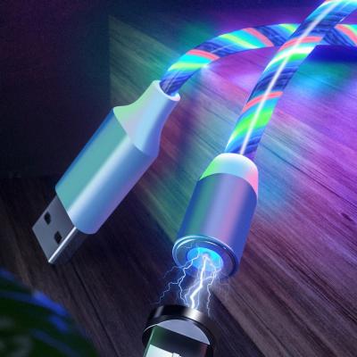 Cina il micro USB caricatore del telefono di 2.4A cabla un tipo la C 3 di 8 perni in 1 luce magnetica del cavo LED in vendita