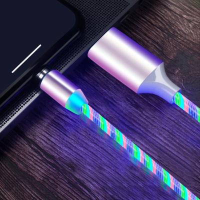 Cina il micro USB caricatore del telefono di 2.4A cabla un tipo la C 3 di 8 perni in 1 luce magnetica del cavo LED in vendita