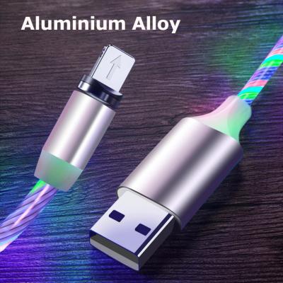 Cina il micro USB caricatore del telefono di 2.4A cabla un tipo la C 3 di 8 perni in 1 luce magnetica del cavo LED in vendita