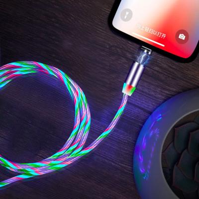 Cina il micro USB caricatore del telefono di 2.4A cabla un tipo la C 3 di 8 perni in 1 luce magnetica del cavo LED in vendita