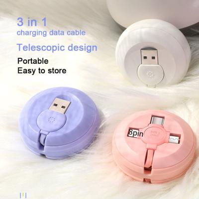 Cina il telefono cellulare 2.1A cabla 3 piani ritrattabili in 1 tipo di cavo di carico di USB micro caricatore di C in vendita