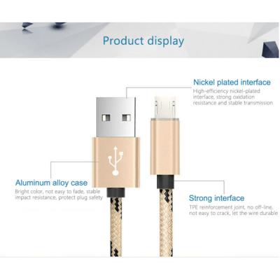 Cina sincronizzazione dei dati intrecciata di nylon micro di carico veloce 3ft del cavo di dati di 1m USB in vendita
