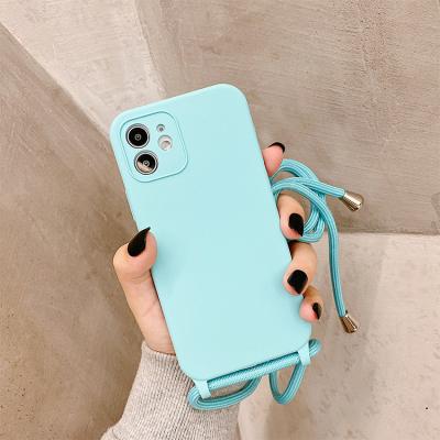 China De vloeibare Gevallen van de de Riem Schokbestendige Telefoon van de Silicone Nylon Kabel voor Iphone 6 7 Pro Maximum Te koop