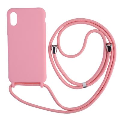 China De vloeibare Gevallen van de de Riem Schokbestendige Telefoon van de Silicone Nylon Kabel voor Iphone 6 7 Pro Maximum Te koop