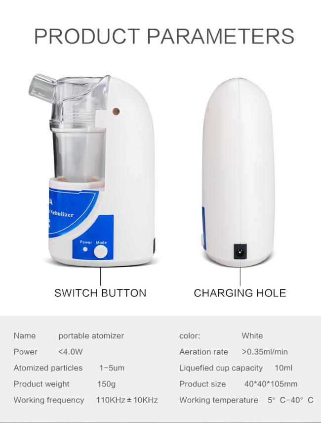 Portable ultrasonic nebulizer mist discharge demonstration