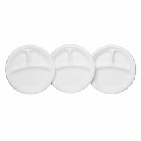 China White 3 Compartment 9 Inch Paper Plates Biodegradable Compostable Recyclable for sale
