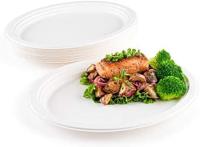 China Natural Biodegradable Sugarcane Bagasse Plates 7 inch Microwave Safe Compostable Disposable Dinnerware for sale