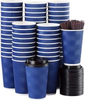 China Insulated Compostable Biodegradable Paper Coffee Cups 12oz 16oz Double Wall Disposable with PLA Coating for sale