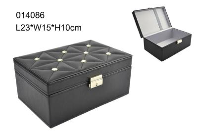 Cina Contenitore di gioielli unico del cuoio del nero della serratura del metallo personale con il logo impresso in vendita