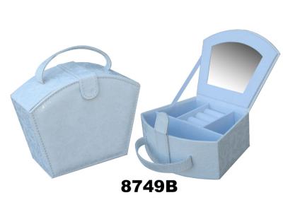 Cina Certificazione delicata del bene durevole ISO9001 del cartone del cuoio dei gioielli della cassa blu di viaggio in vendita