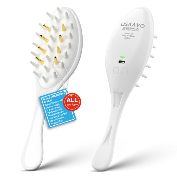 Quality 1.8W EMS Electric Hair Brush 450nm Blue Light Therapy Hair Brush for sale
