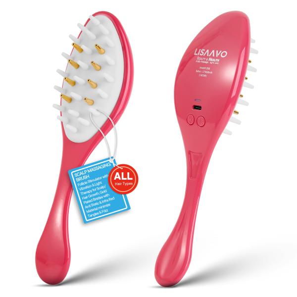 Quality 650nm Red Light Therapy Hair Brush EMS LED Hair Brush With 8 Gold Teeth for sale