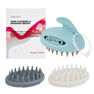 China Blue Easy Clean Scalp Massager With 3 Interchangeable Scrubbers for sale