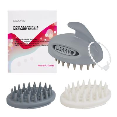 China Gray Interchangeable Scalp Scrub Brush With 3 Hardness Levels for sale