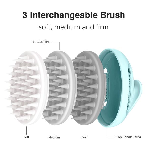 Quality Blue Easy Clean Scalp Massager With 3 Interchangeable Scrubbers for sale
