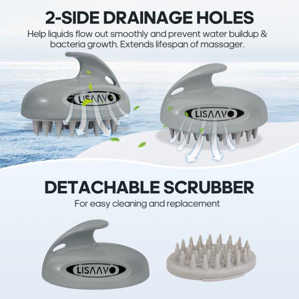 Quality Gray Interchangeable Scalp Scrub Brush With 3 Hardness Levels for sale