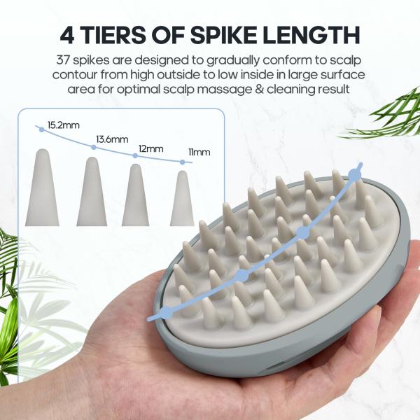 Quality Gray Interchangeable Scalp Scrub Brush With 3 Hardness Levels for sale