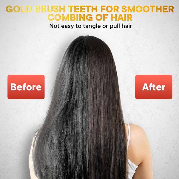 Quality Gold EMS Microcurrent Hair Brush 5V 1A Rechargeable LED Therapy Comb for sale