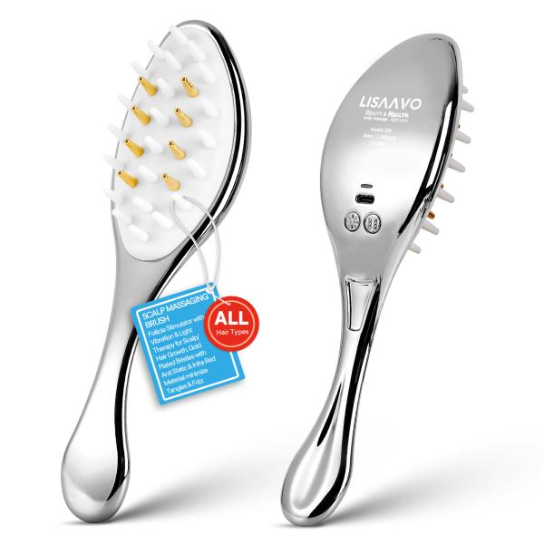 Quality 1.8W LED Light Therapy Comb EMS Vibration Hair Brush With Removable Comb for sale