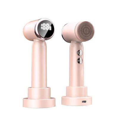 China Pink Face Cleanser Vibrating Brush 1000mAh Silicone Battery Face Scrubber for sale