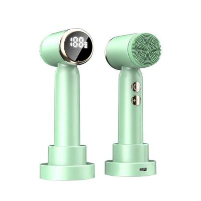 China 1000mAh Rechargeable Facial Cleansing Brush Green Waterproof Electric Cleansing Brush for sale