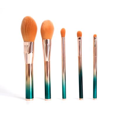 China 5Pcs Professional Makeup Brush Set with Gradient Aluminum Handle and High-Density Nylon Bristles for Full Face Application for sale