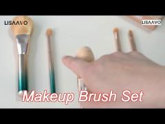 5pcs professional makeup brush set with gradient aluminum handle and high-density nylon bristles
