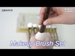 10pcs vintage bamboo bronze makeup brush set with electroplated brushed texture