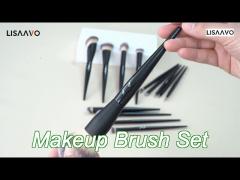 14pcs minimalist solid wood handle makeup brush set with reinforced aluminum tube