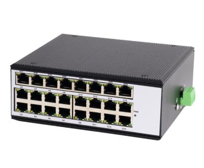 China 24 Port Industrial Ethernet Switch IP40 DIN Rail Gigabit Network Switch for sale