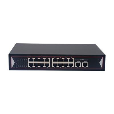 China 16 Port Desktop 10/100 Mbps PoE Ethernet Switch With 2 Gigabit Uplink 150-260W for sale