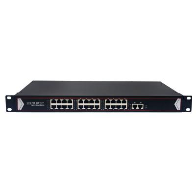China 24 Port Fast Ethernet PoE Switch Rack Mount 10/100Mbps 2 Gigabit Uplink for sale