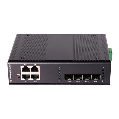 China Industrial PoE Web Managed Switch Network 4 SFP Fiber Slot 4 Gigabit PoE RJ45 Port for sale