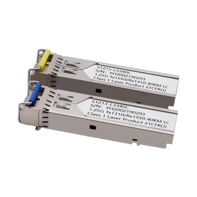 China Gigabit Single Mode Single Fiber SFP Transceiver Module LC 40km 1310nm/1550nm1.25G BiDi SFP Optical Module for sale